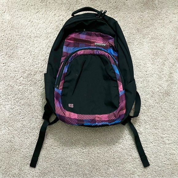 OGIO | Bags | Ogio Black Fullsize Backpack With Pink Purple And Blue ...